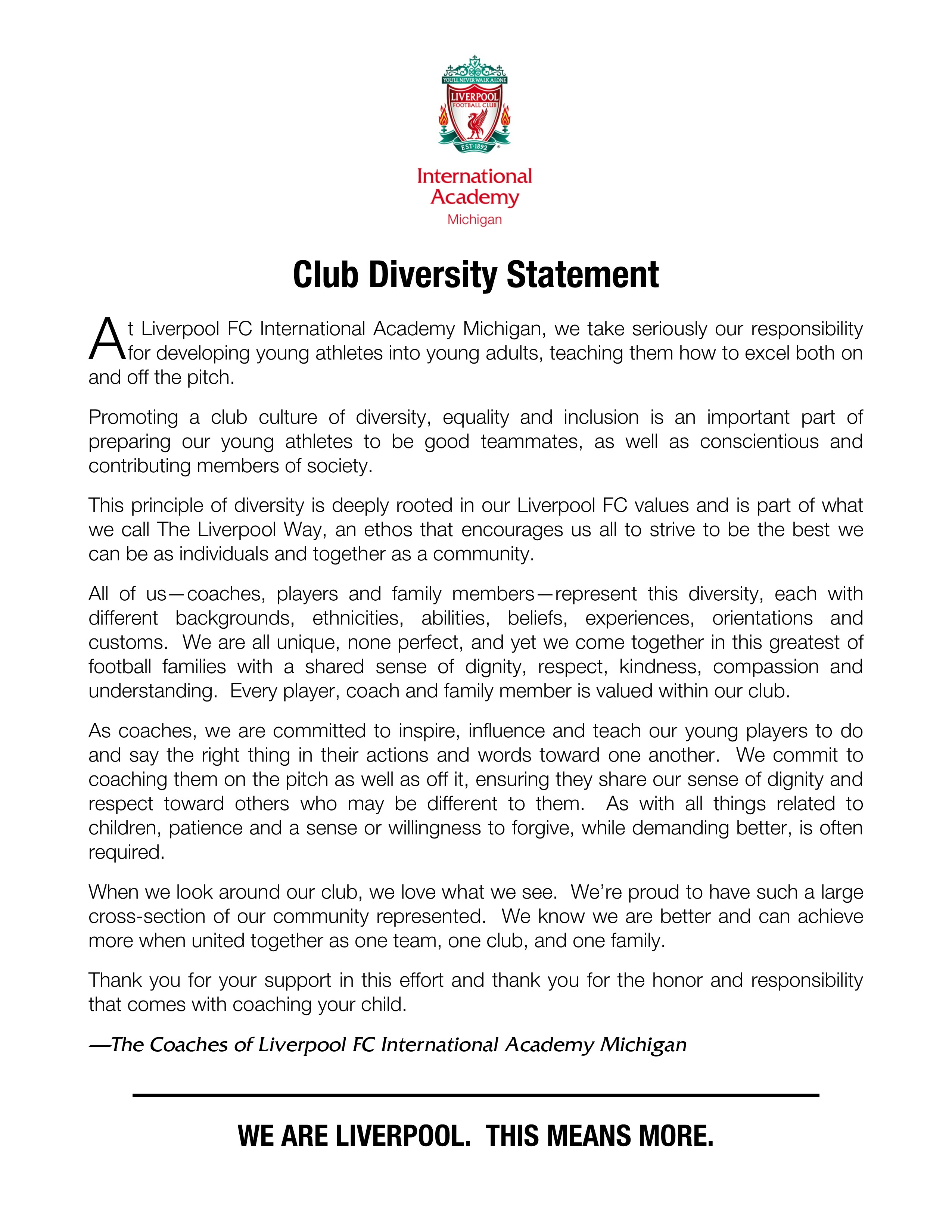 About the Soccer Academy - Liverpool FC International Academy Michigan